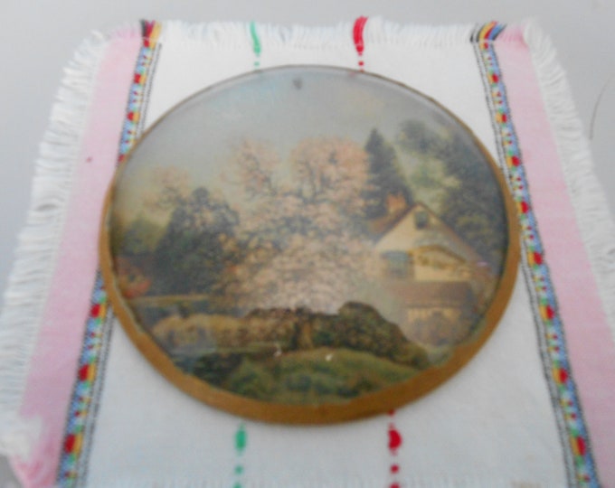 Round Bubble Glass Cottage Wall Decor, Convex Wall Hanging, Thatched ...