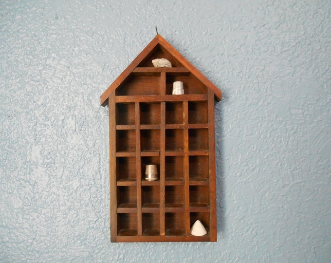 Wood Miniatures Wall Shelf, House Shaped Miniatures Wall Shelf ...