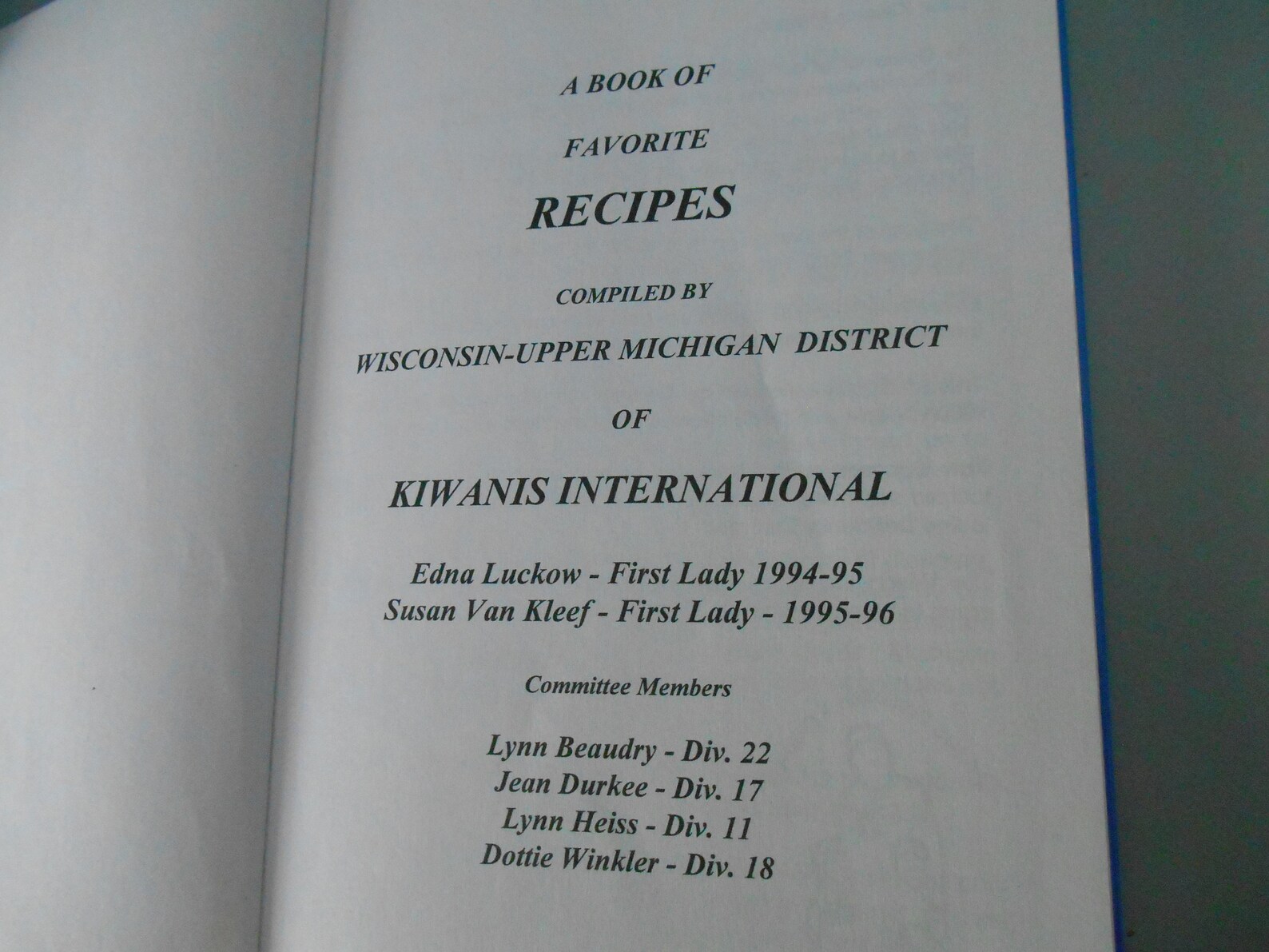Kiwanis WI and Upper Michigan District Cookbook - Etsy