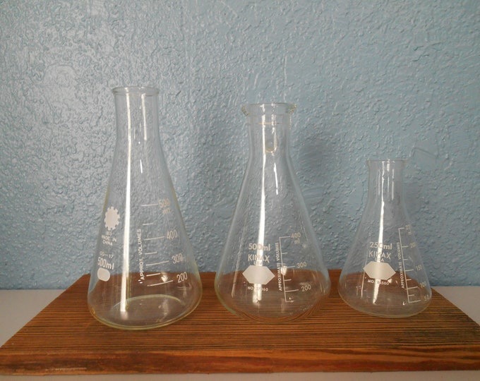 KIMAX Clear Glass Science Beaker, Chemistry Flasks, Vintage Lab ...