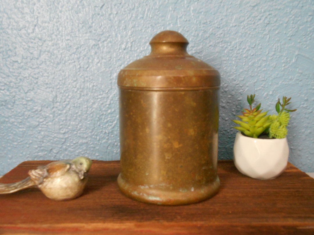 Brass Storage Container With Lid, Brass Urn, BOHO Brass, Mid-century ...