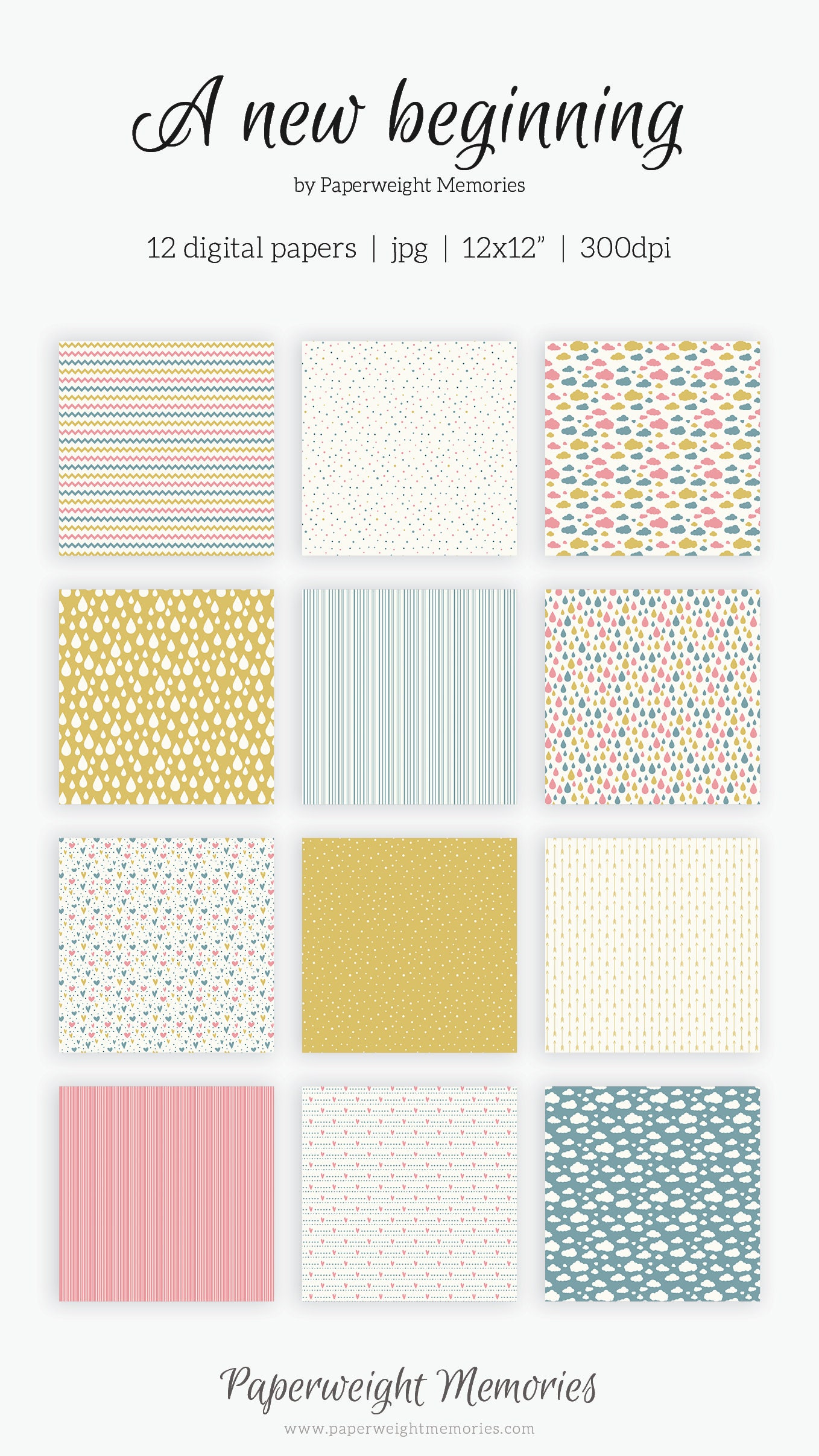 Paper New Beginning Digital Paper Pack Set of 12 papers CU ok Instant ...