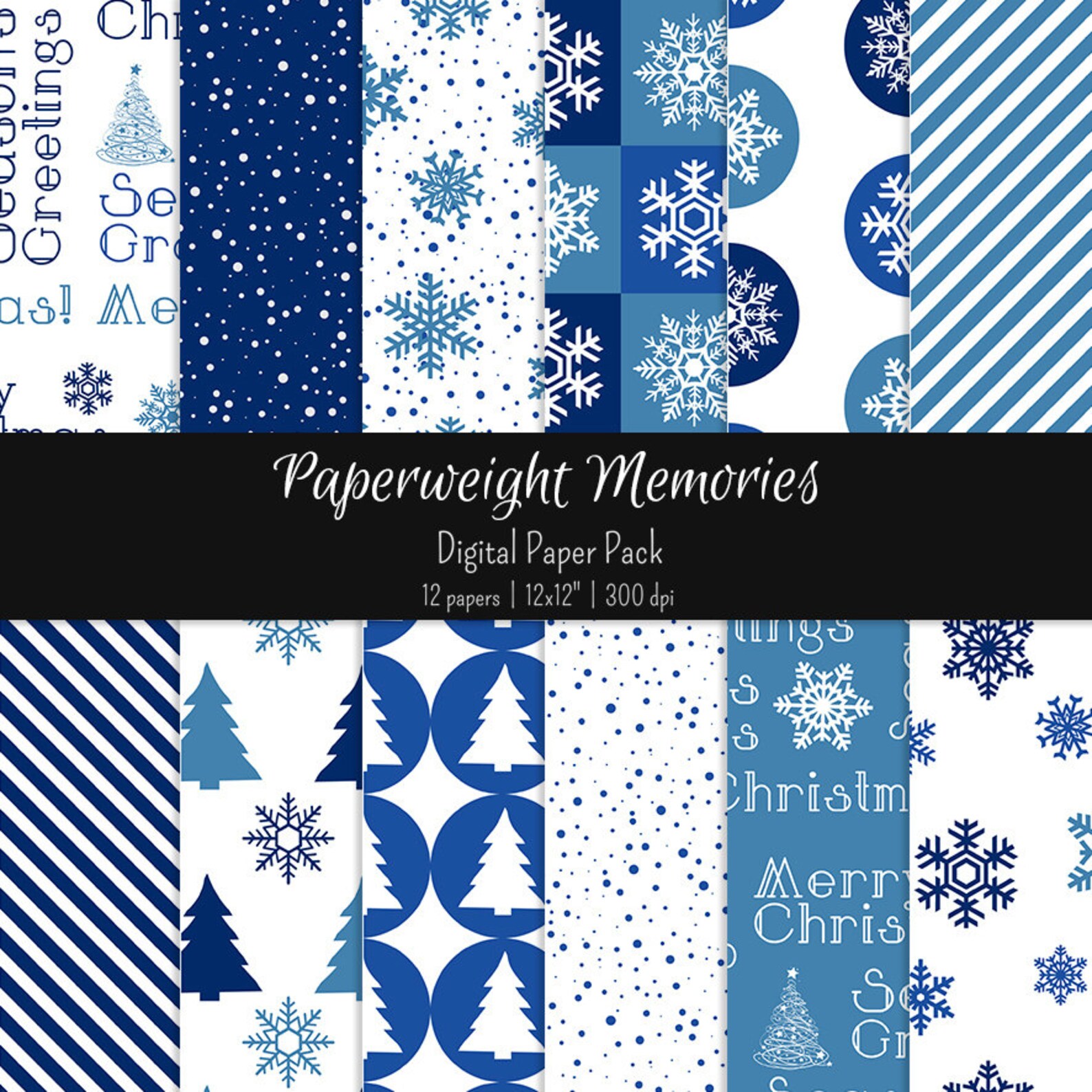 Let It Snow Digital Patterned Paper Digital Scrapbooking - Etsy