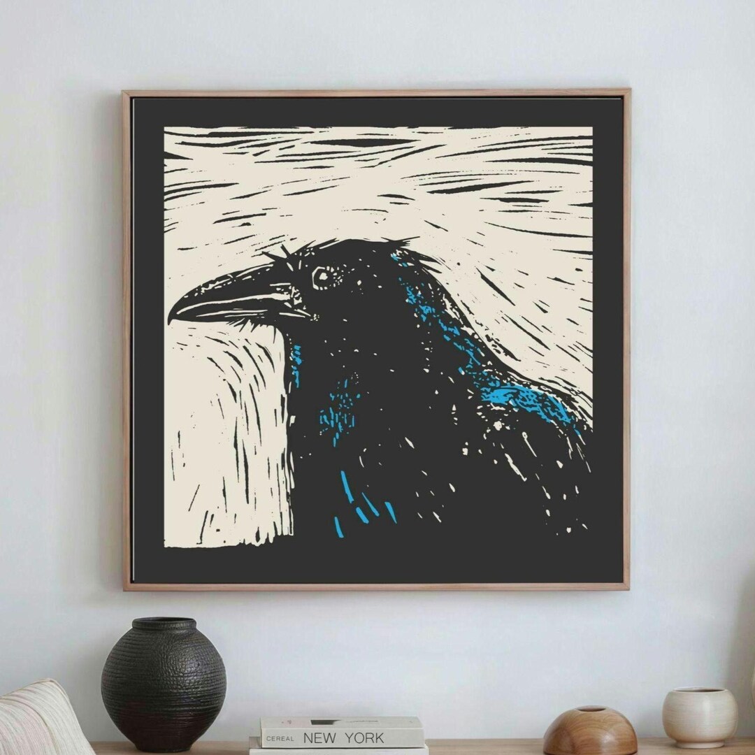 Crow Raven Art Print, Crowcore Wall Art, Ravencore Decor, Bird Print ...