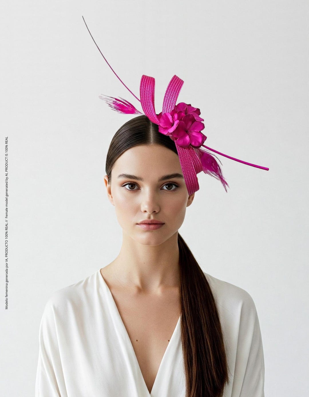 Fuchsia Fasinator Hat With Feathers and Flowers, Hot Pink Wedding Guest ...