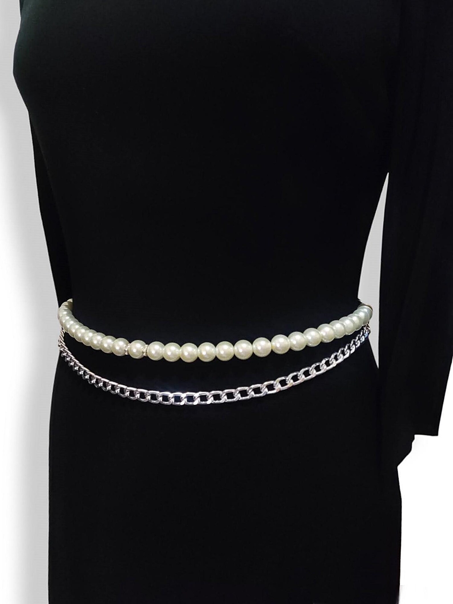 Double Belt With Pearls and Chain, Bridal Jewel Belt - Etsy