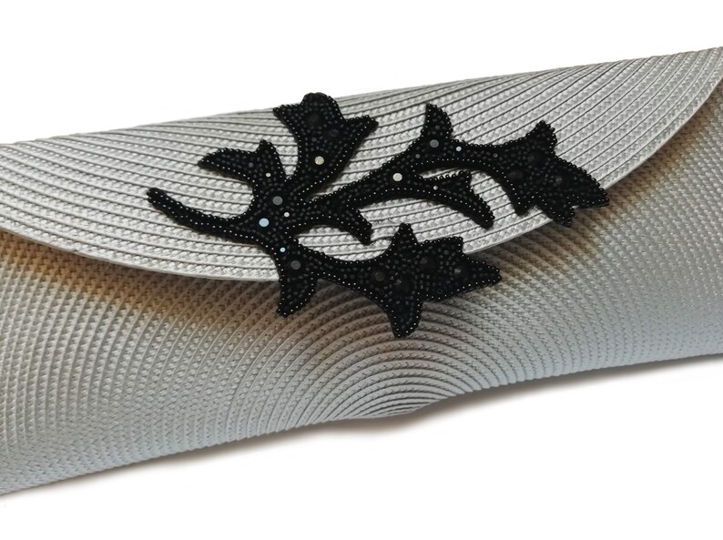 Silver and black envelope clutch bag Evening wedding purse | Etsy