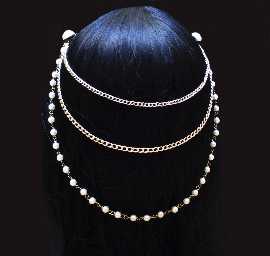 Pearl Bridal Head Chain Wedding Hair Jewelry - Etsy