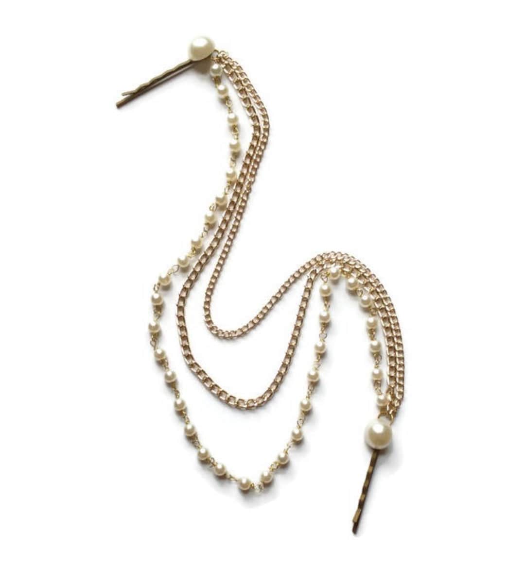 Pearl Bridal Head Chain, Wedding Hair Jewelry - Etsy