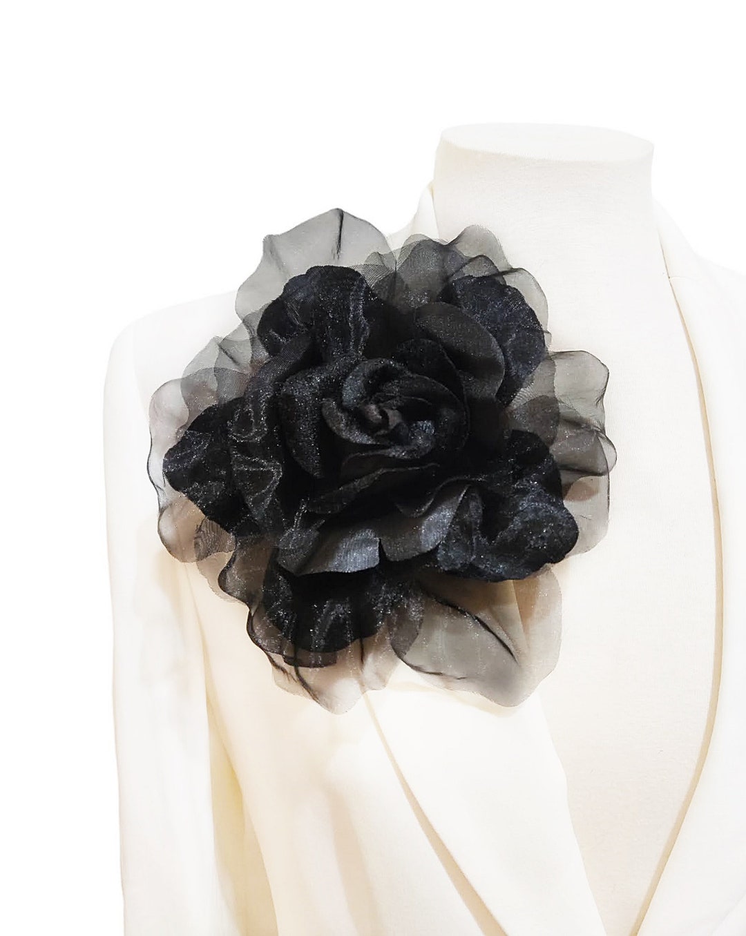 Extra Large Flower Brooch With Feathers, Wedding Accessories - Etsy