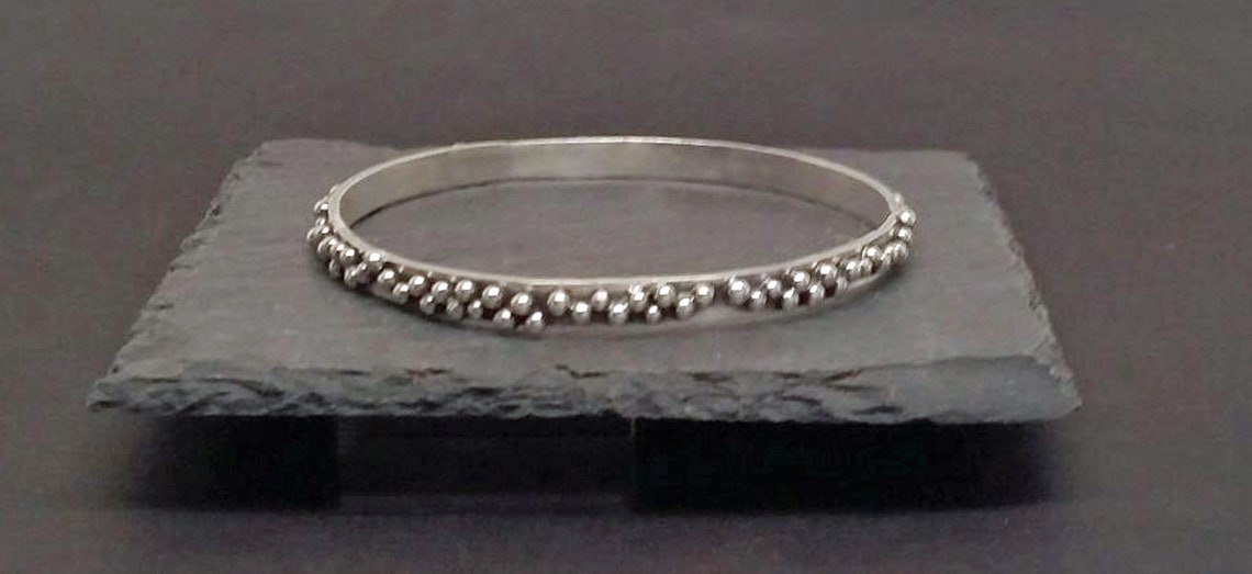Argentium and Sterling Silver Pointiller Granulated Bangle - Etsy