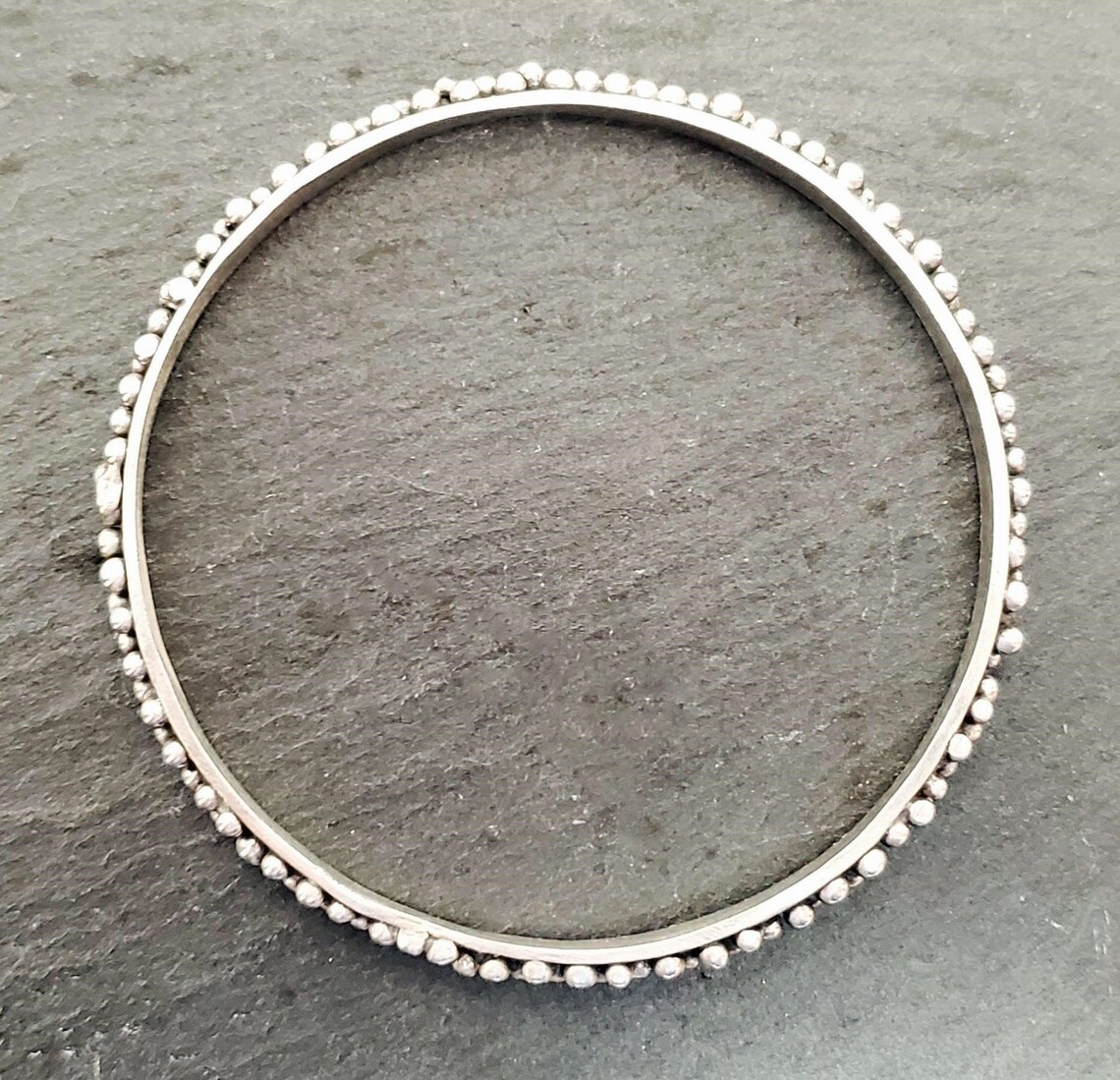 Argentium and Sterling Silver Pointiller Granulated Bangle - Etsy