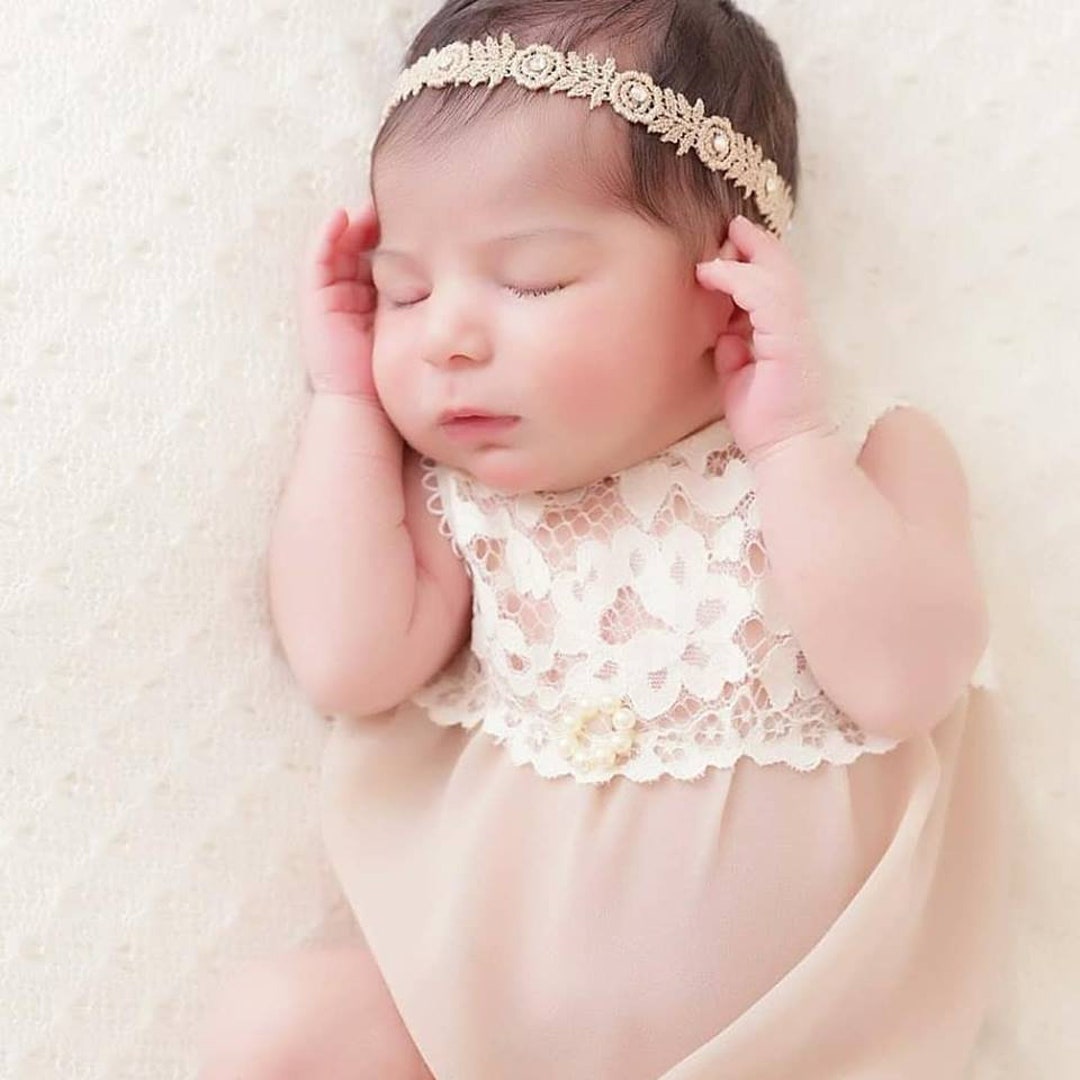 Rose Gold Headband, Head Wrap With Swarovski Rhinestones, Newborn Baby ...