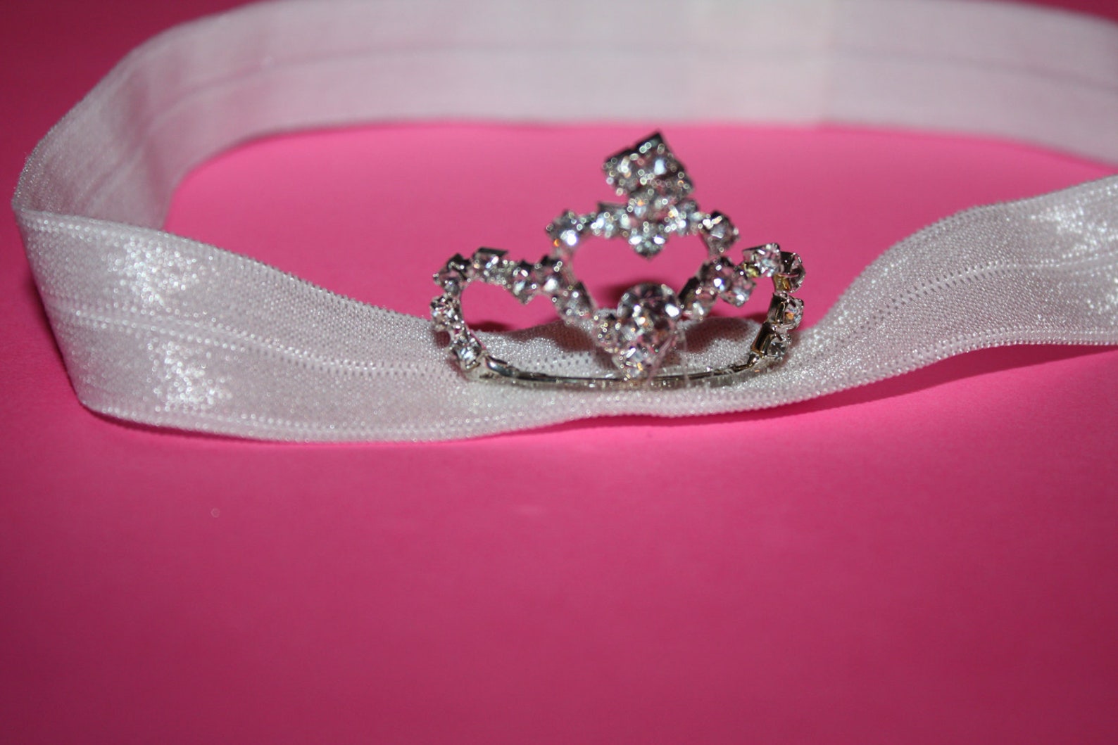 Tiara Headband Elastic Headband White Pink Hot Pink - Etsy