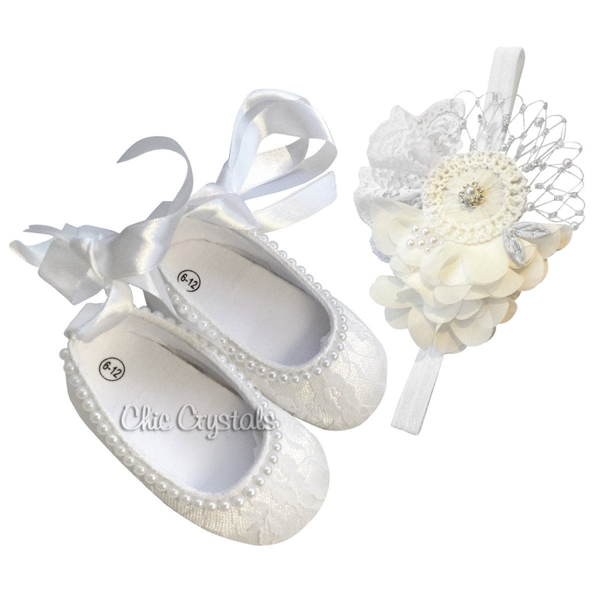 Baby Crib Shoes With Headband, Toddler Set, Toddler Headband, Baby Crib ...