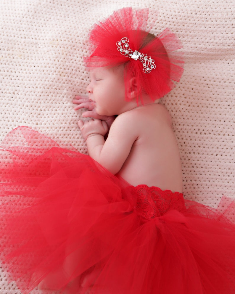 Newborn Infant Toddler Girl Red Tulle Bow Headband | Etsy