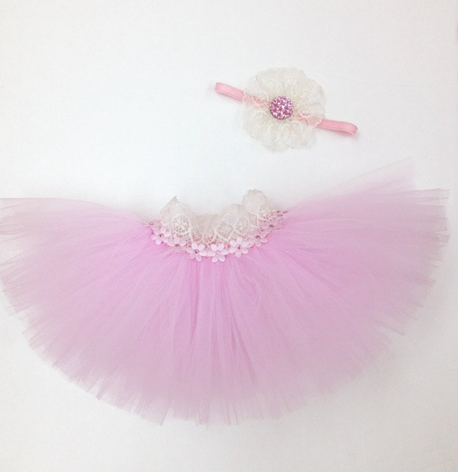 Ivory Newborn Tutu With Lace Headband, Newborn Photography, Swarovski ...