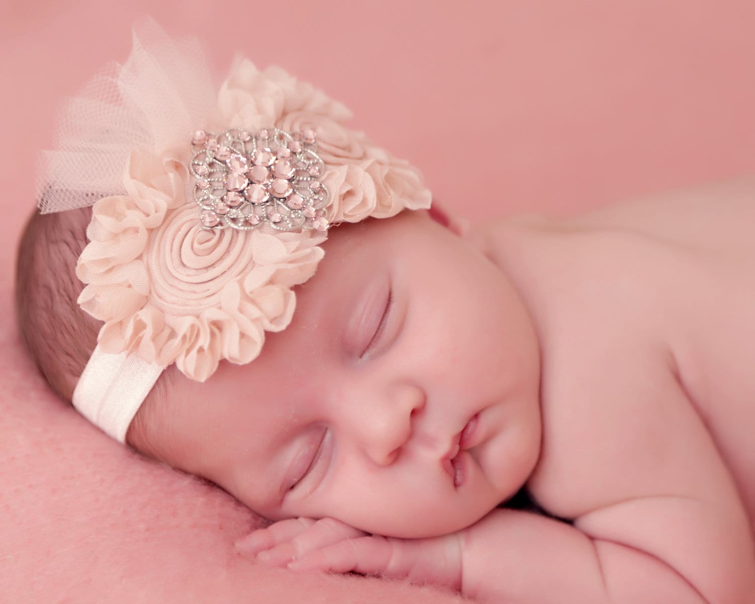 Shabby Chic Baby Fabric Flower Headband newborn baby girls | Etsy