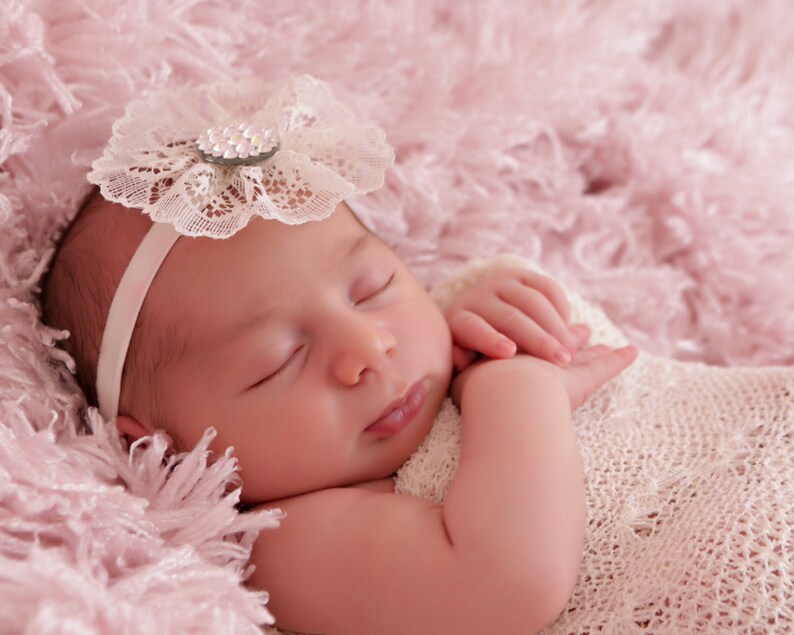 Ivory lace headband newborn baby girls headbands Baby girls | Etsy Ivory lace headband newborn baby girls headbands Baby girls | Etsy