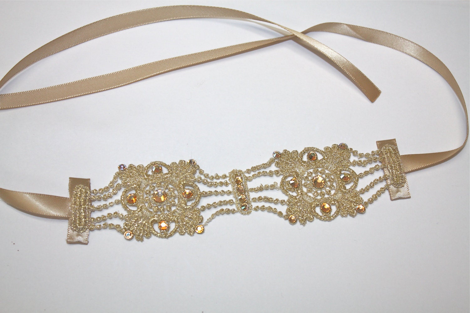 Gold or Silver Lace Headband, Ribbon Headband, Lace Headband, Swarovski ...