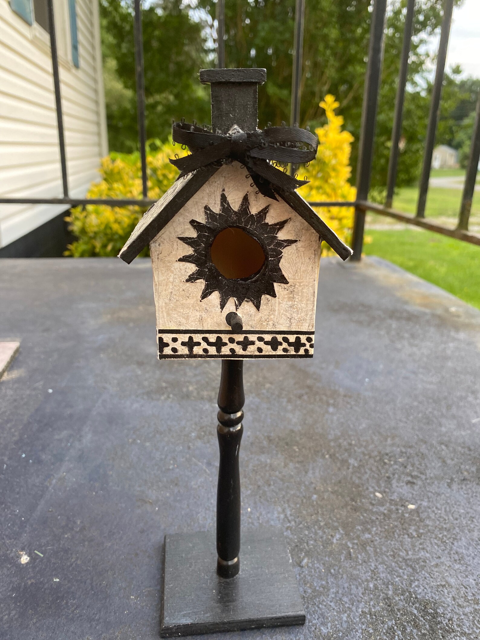 Black and White Birdhouse on Stand - Etsy