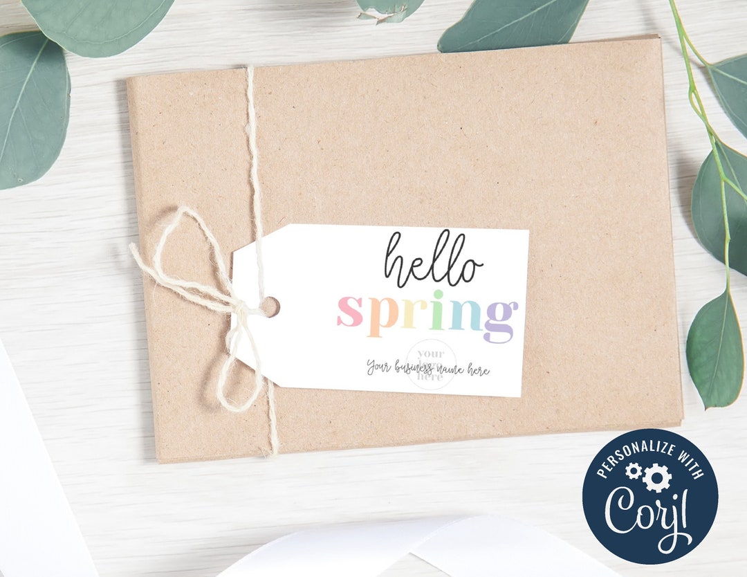 Hello Spring Pastel Rainbow Favor Tag Small Business Spring Tags Pastel ...