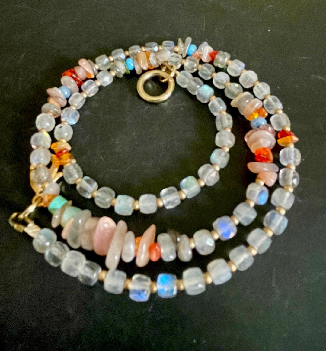 Stunning AAA Quality Natural Blue-flash Labradorite Mixed Gemstone ...