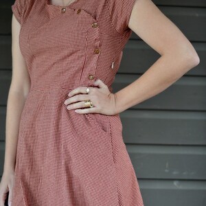 1930s Short Sleeve Dress 1930s Red House Dress Casual Cotton Dress Red ...