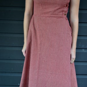 1930s Short Sleeve Dress 1930s Red House Dress Casual Cotton Dress Red ...