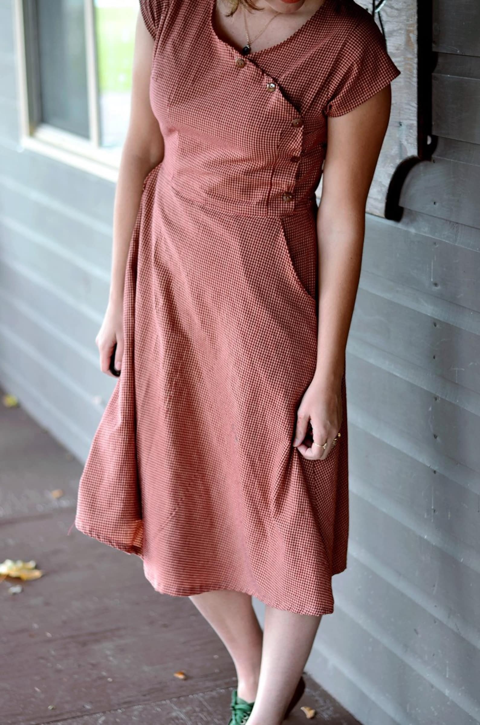 1930s Short Sleeve Dress 1930s Red House Dress Casual - Etsy