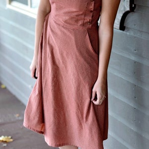 1930s Short Sleeve Dress 1930s Red House Dress Casual Cotton Dress Red ...