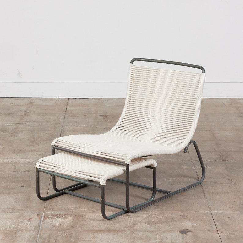 Bronze Patio Sleigh Chair & Ottoman by Walter Lamb for Brown - Etsy