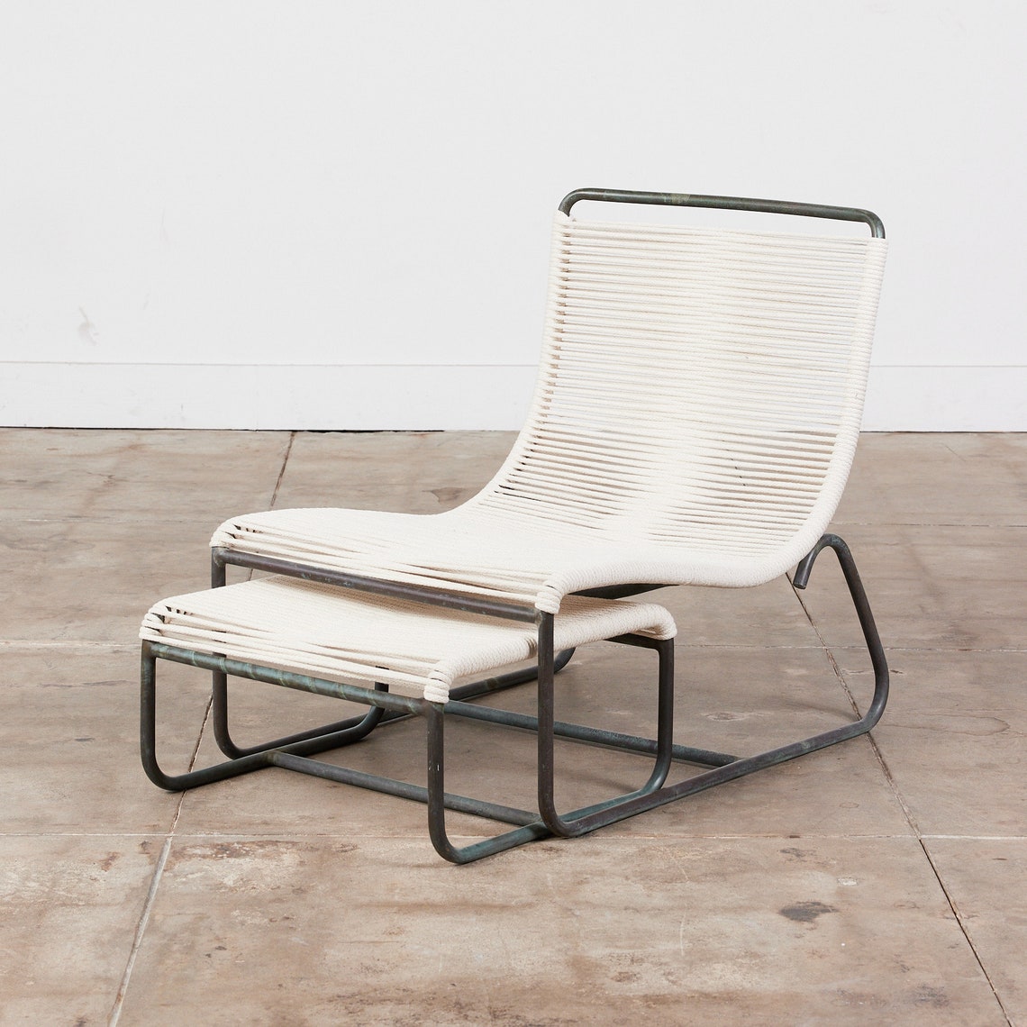 Bronze Patio Sleigh Chair & Ottoman by Walter Lamb for Brown - Etsy