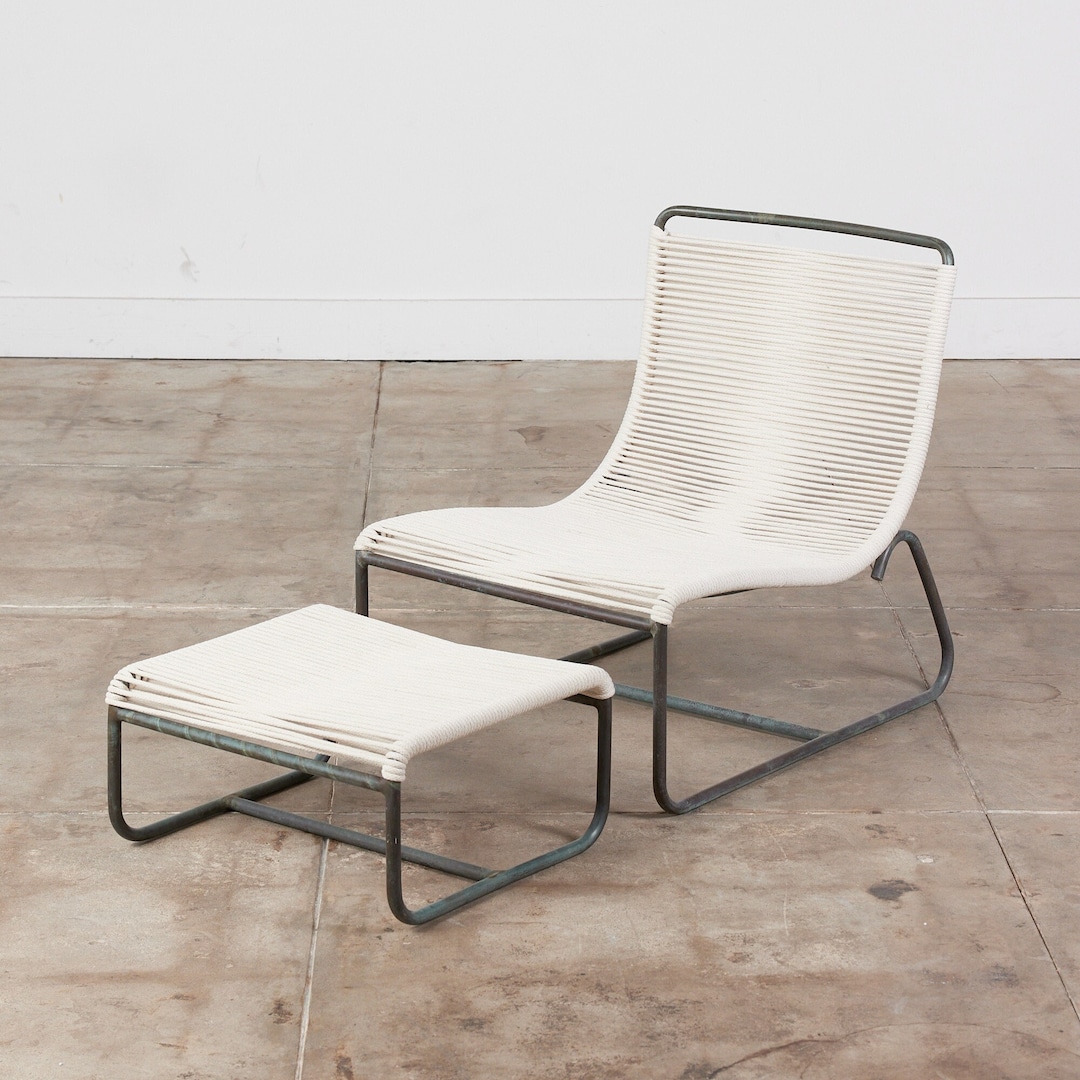 Bronze Patio Sleigh Chair & Ottoman by Walter Lamb for Brown Jordan - Etsy