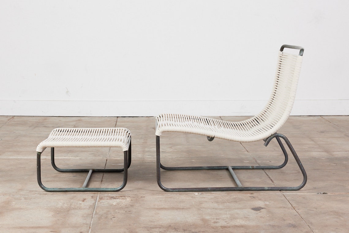 Bronze Patio Sleigh Chair & Ottoman by Walter Lamb for Brown - Etsy