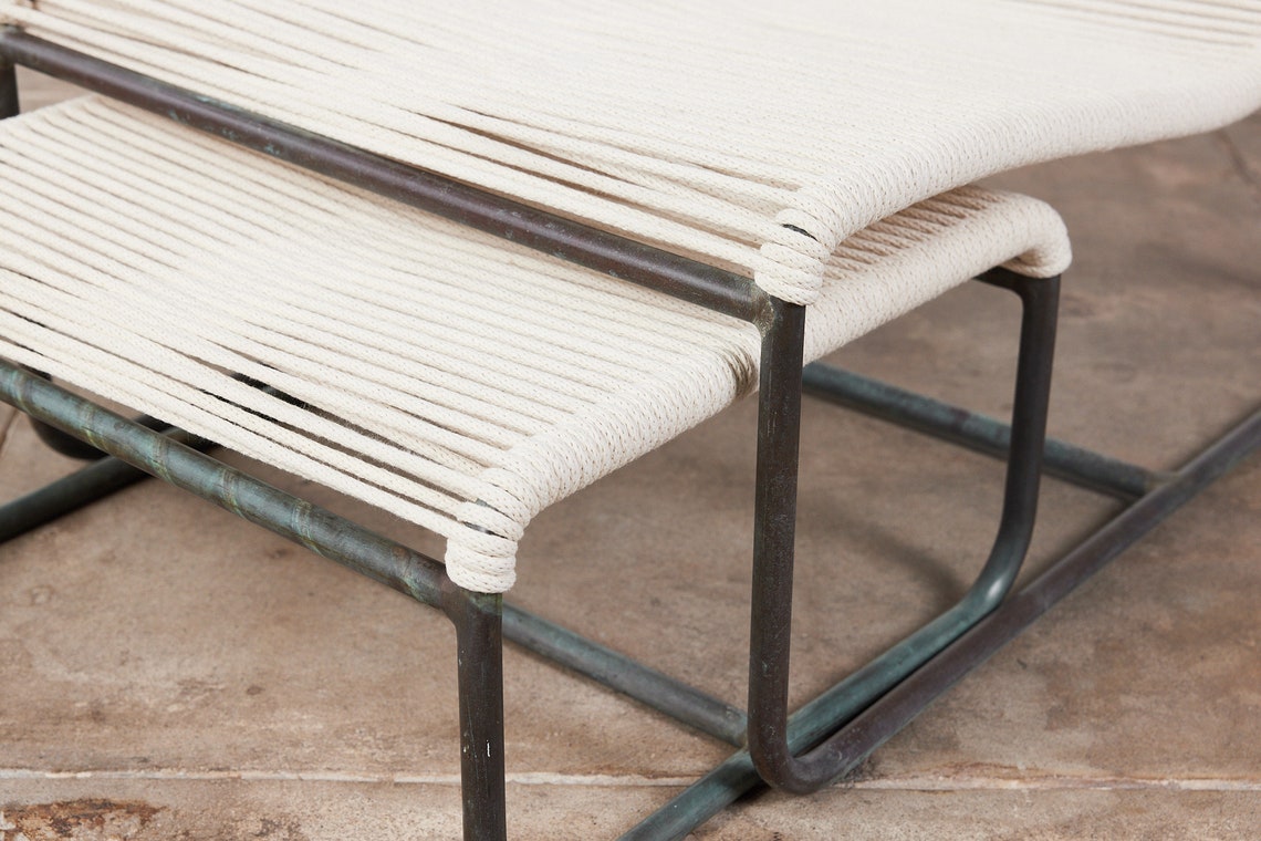 Bronze Patio Sleigh Chair & Ottoman by Walter Lamb for Brown - Etsy