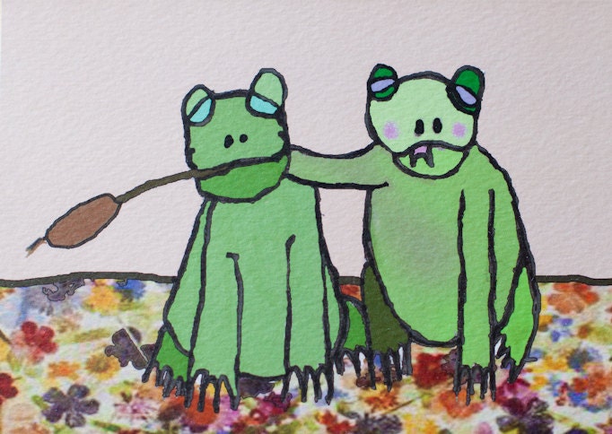Frog Friends / Hand Illustrated A6 Art Card or A4 Giclée Art Print ...
