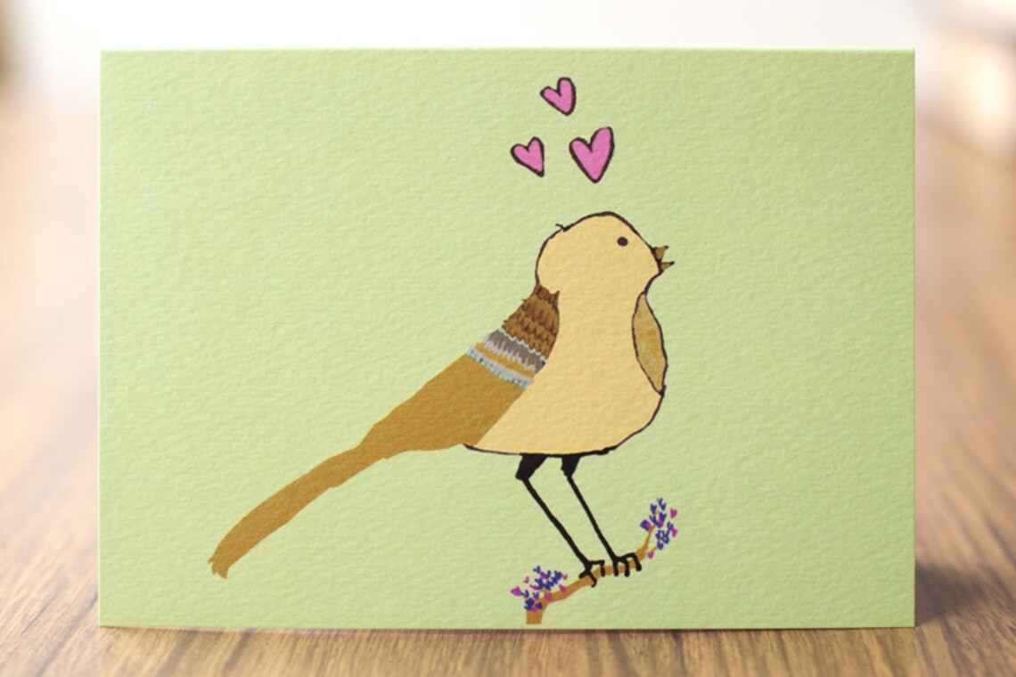 Sparrow Bird Singing / Hand Illustrated A6 Art Card or A4 - Etsy