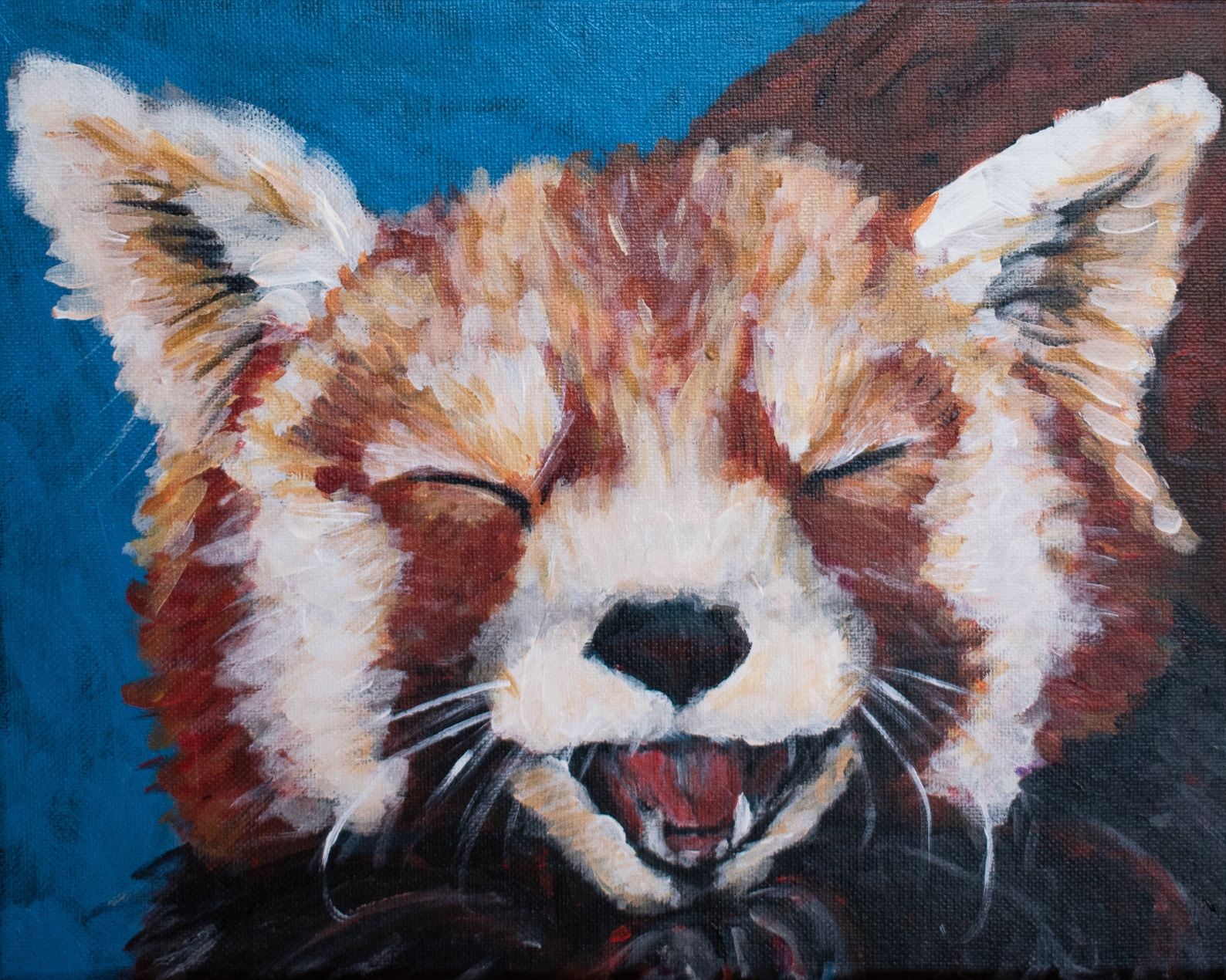 Red Panda Laughing Painting Print Portrait Face Animal Cute Adorable ...