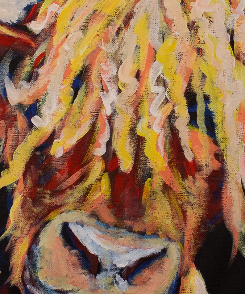 Highland Cow Painting Print Fuzzy Cow Print Abstract Colorful Cow ...