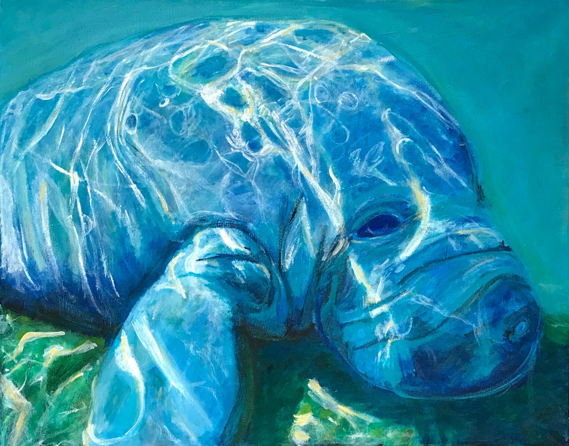 Manatee Painting Art Print Manatee Print Manatee Picture - Etsy