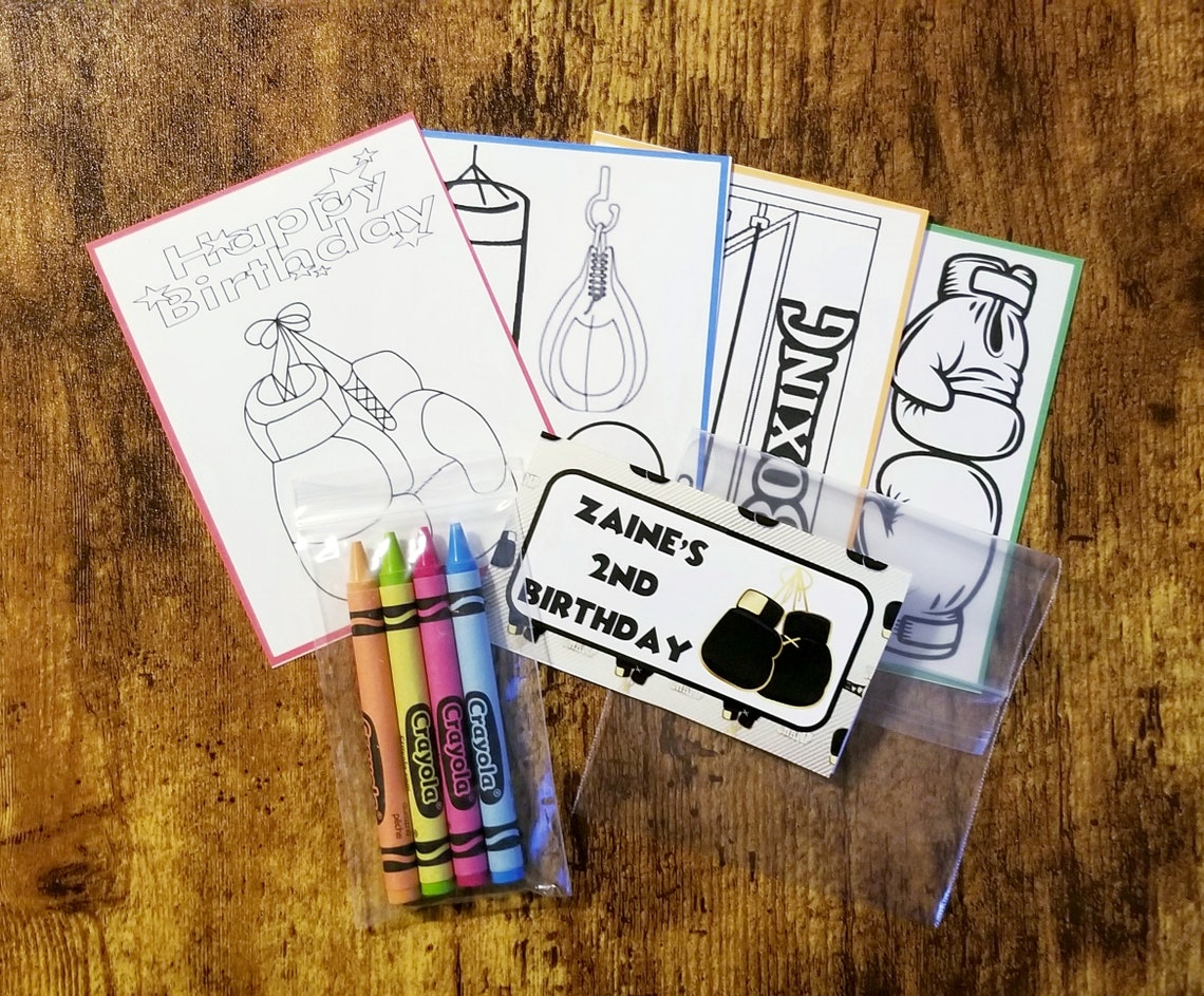 Boxing Coloring Favor Bag Boxing Party Boxing Coloring - Etsy