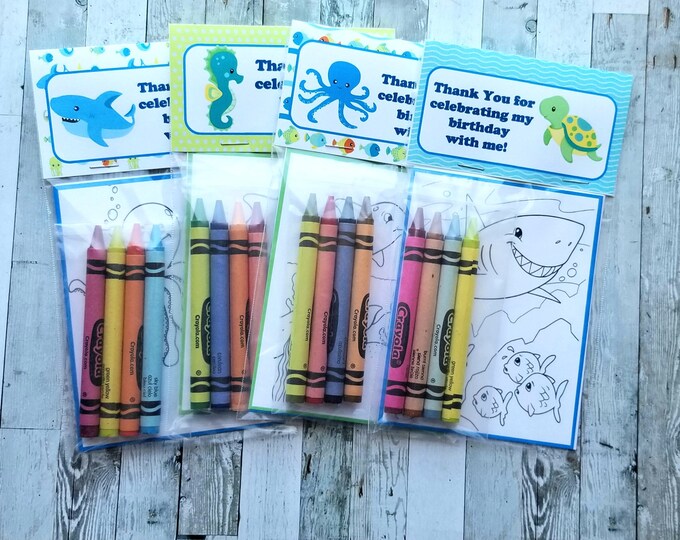 Ocean Birthday Party Favor Bag With Mini Coloring Pages and Crayons ...