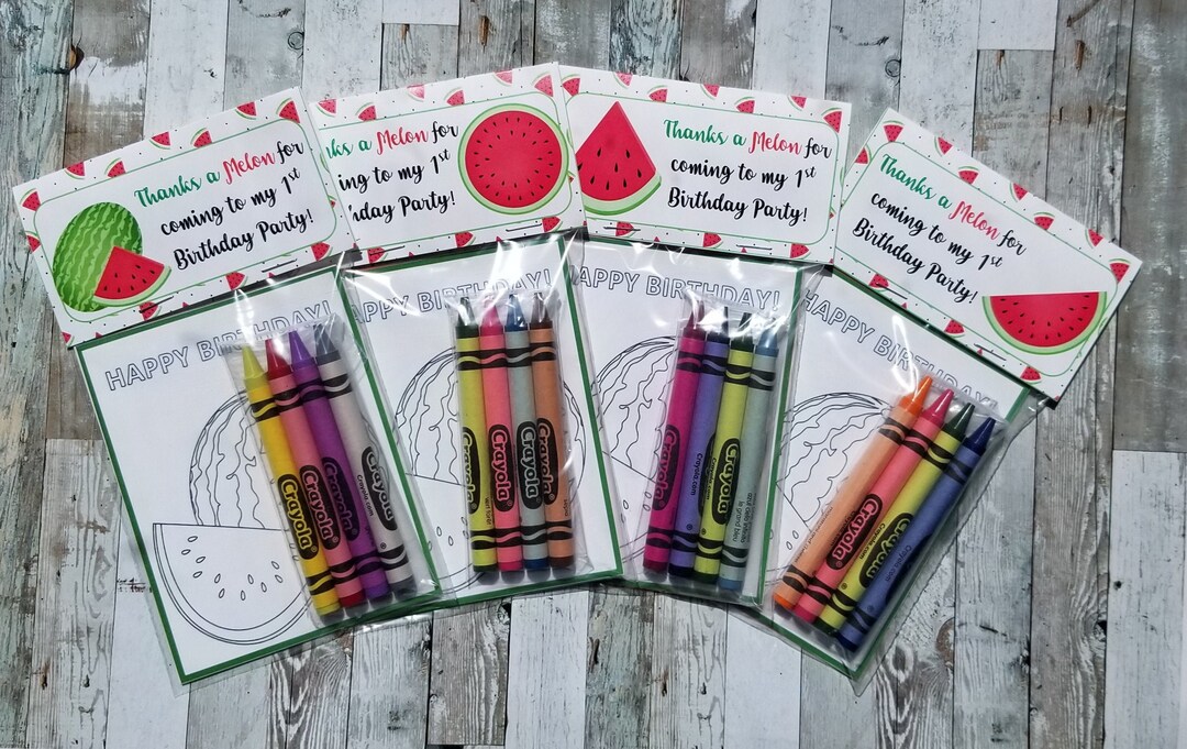 Watermelon Birthday Party Favor Bags With Mini Coloring Pages and ...
