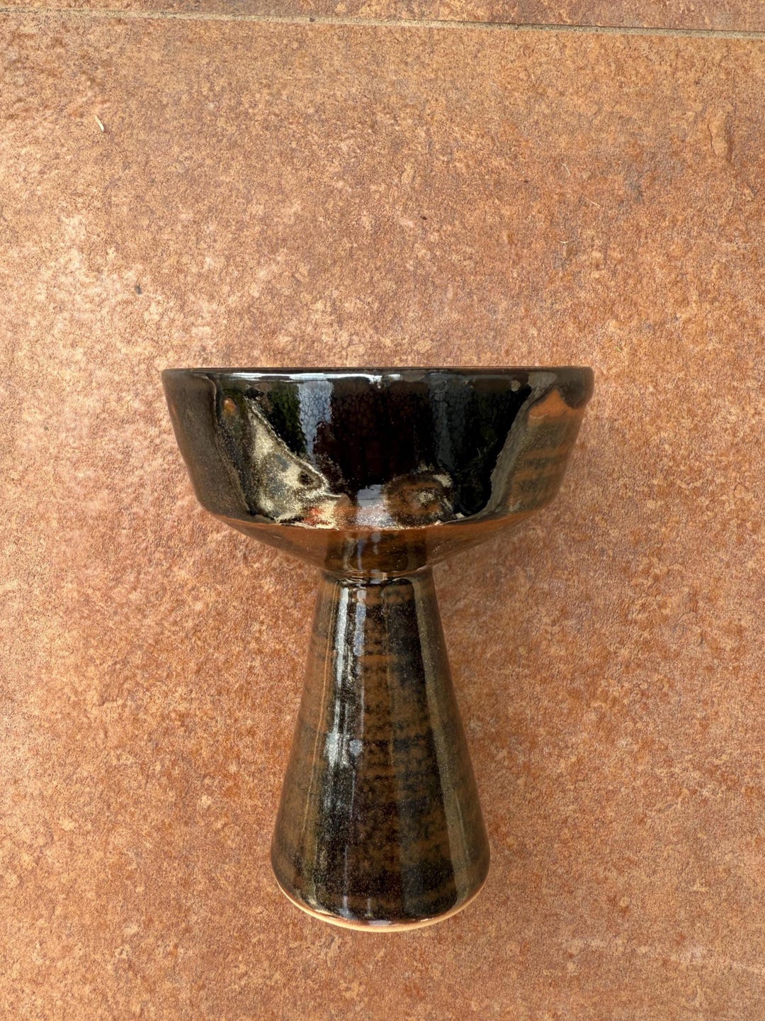 Goblet 4 1/2 Inches Tall Cone Ten Tenmoku, Black Rim Chalice, Flaming ...