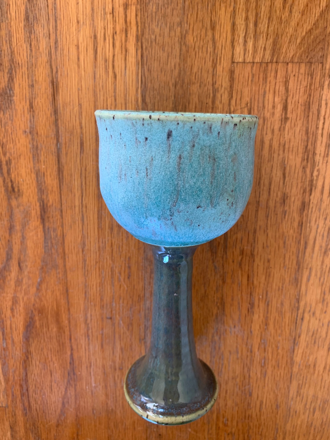 Chalice 6 1/2 Inches Tall Old Cu Texture Turquoise Stem Draught - Etsy