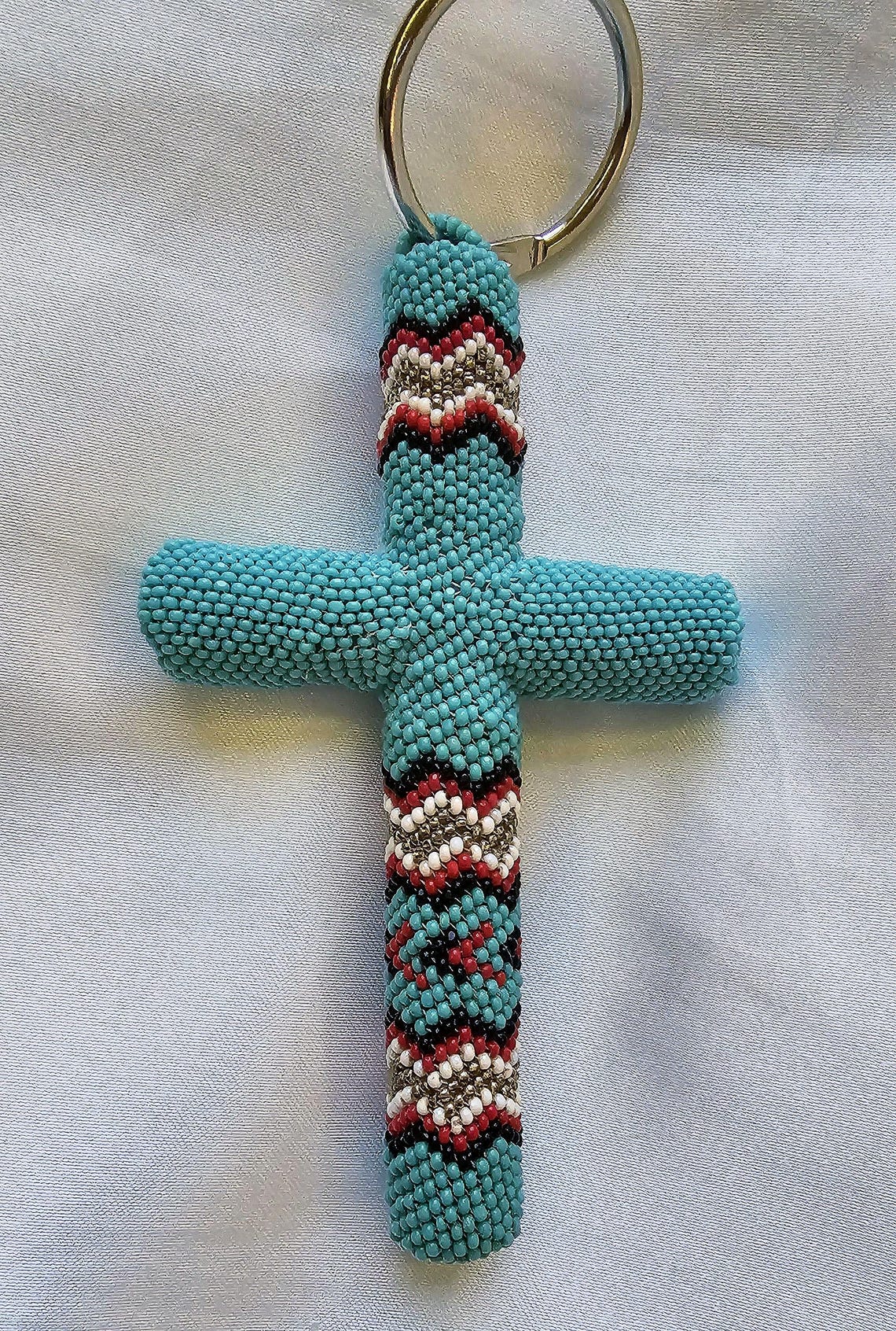 Beaded Cross Keychain - Etsy