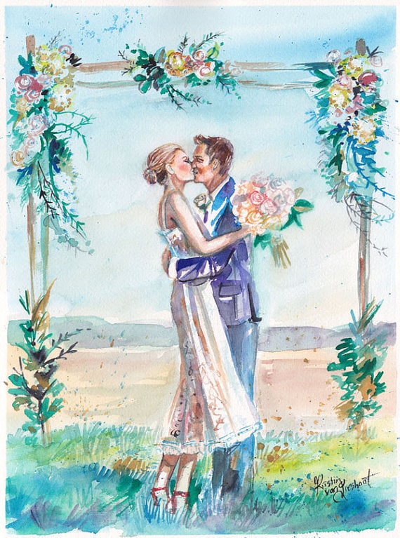 Couple Illustration Sentimental Gifts Painting From Photo | Etsy