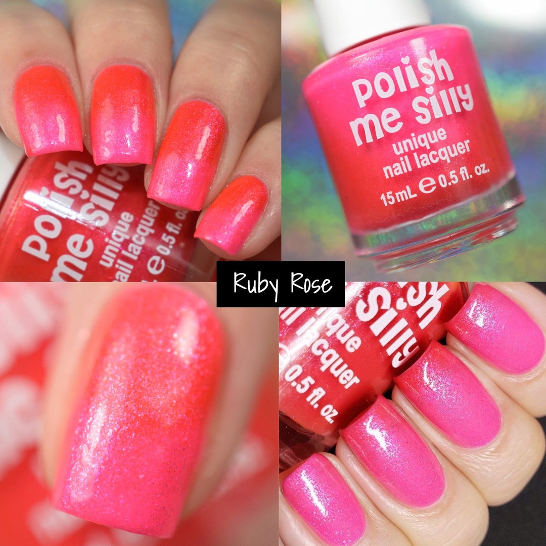 Ruby Rose- Neon POP Thermal Color Changing Pink Red Nail Polish Custom ...