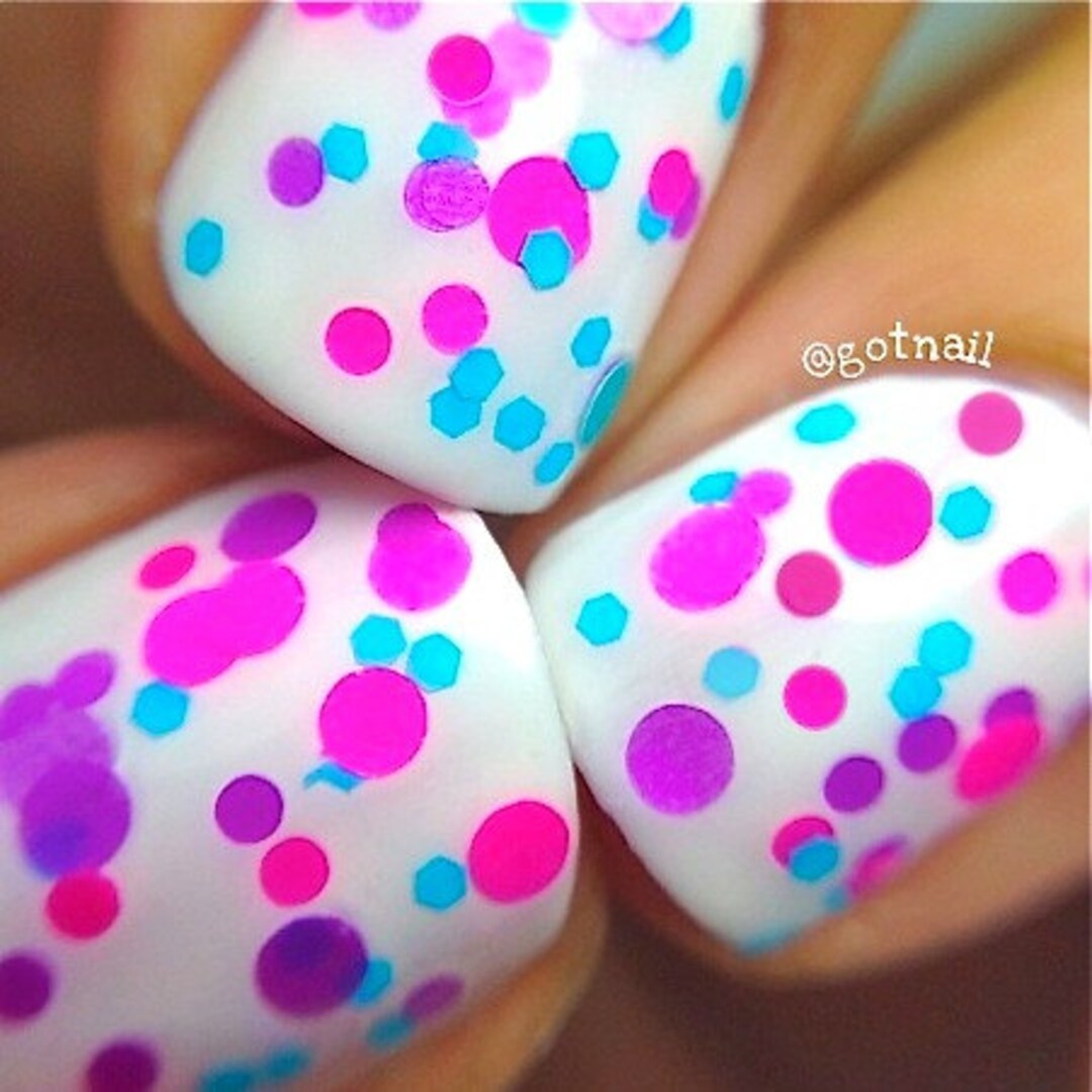 Butterfly Kisses- Polka Dot -NEON Pop Nail Polish Indie Glitter Nail ...